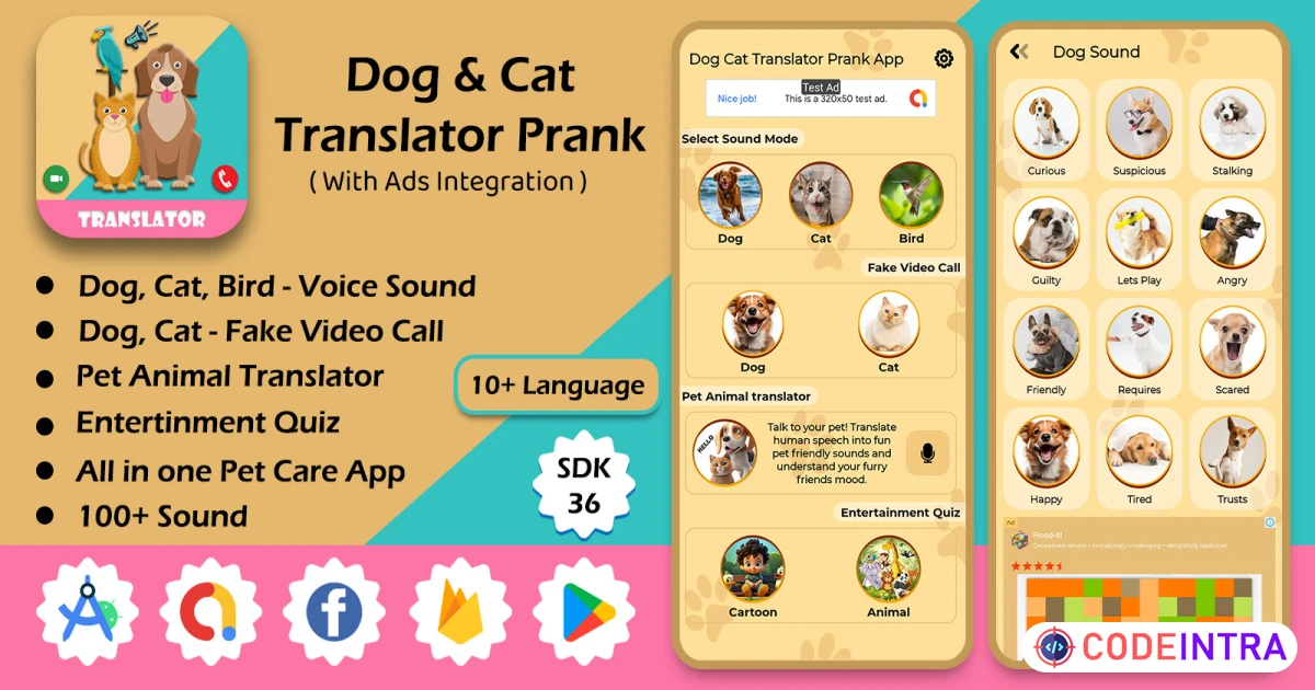 Dog And Cat Translator Prank Android App - Codeintra