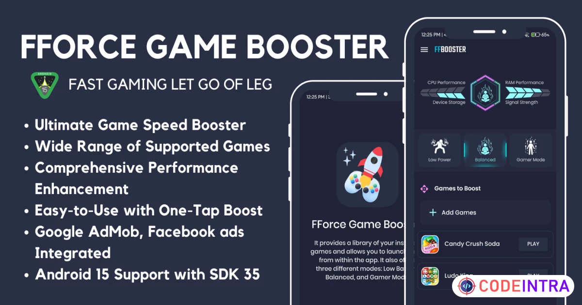 Game Booster with AdMob Ads Android Studio Cpde - Codeintra