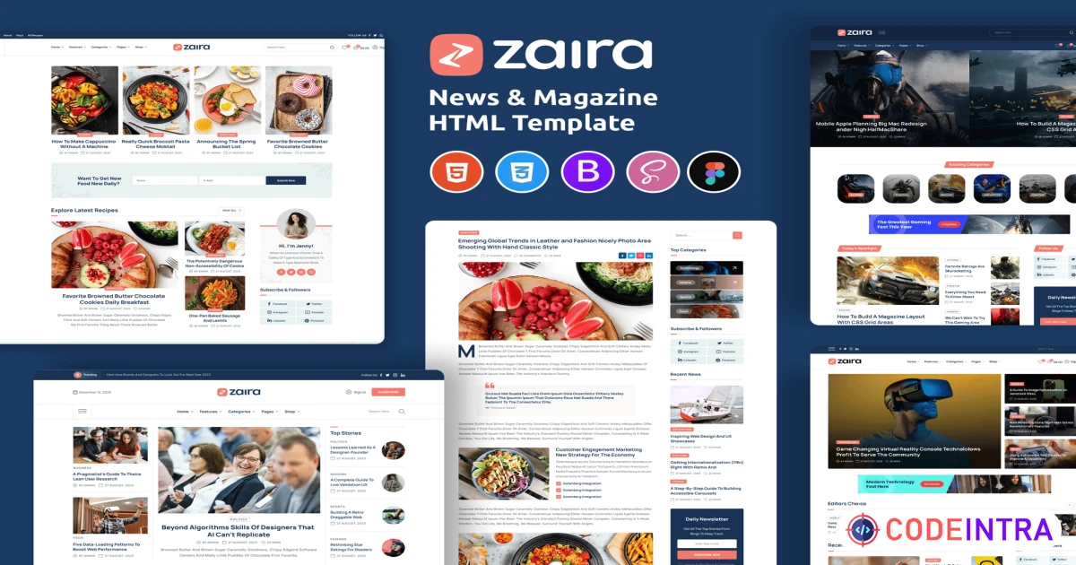 Modern News & Magazine Template + RTL - Codeintra