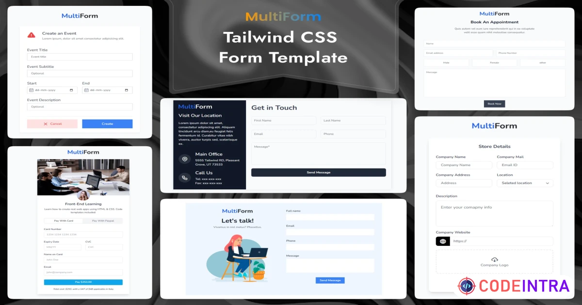 MultiForm - Tailwind CSS Form Section HTML Templat - Codeintra