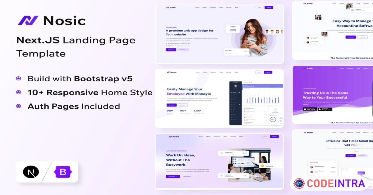 Nosic - Next.JS Landing Page Template - Codeintra