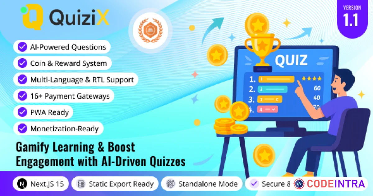 QuiziX – AI Quiz & Trivia Game | Laravel + Next.js Gamified Quiz ...