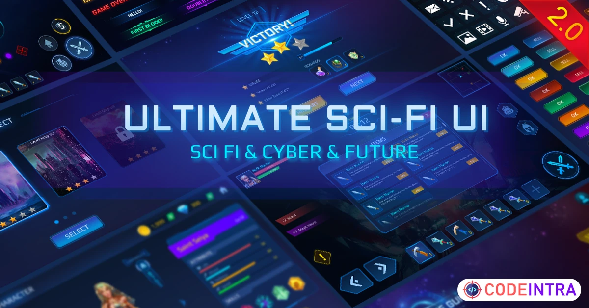 SCI-FI UI Pack Pro | 2D GUI | Unity Assets - Codeintra