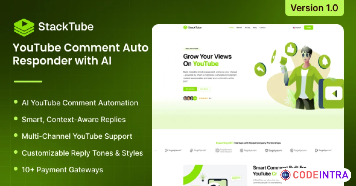 StackTube - YouTube Comment Auto-Responder with AI - Codeintra