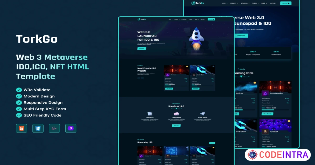 Torkgo - Web 3 Metaverse IDO,ICO,NFT HTML Template - Codeintra